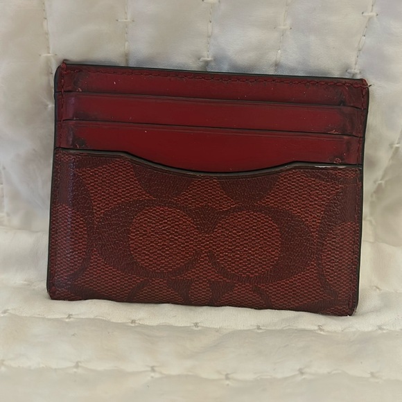 Coach | Bags | Coach Red Pebbled Leather Card Case | Poshmark